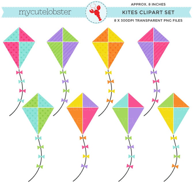 Kites Clipart Set clip art set of kites by mycutelobsterdesigns