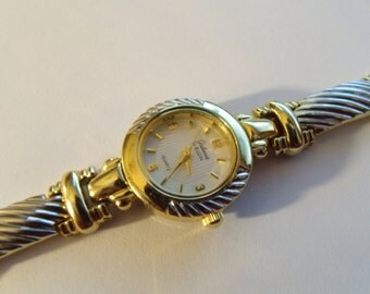 Ladies Watch Elgin Two Tone Interchangeable Bezels Silver Gold Tone