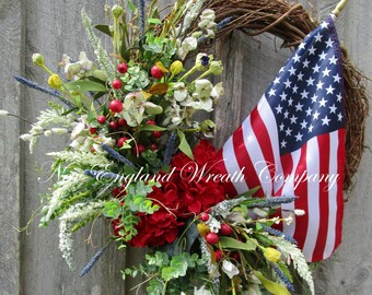 Americana Wreath Patriotic Wreath Spring by NewEnglandWreath