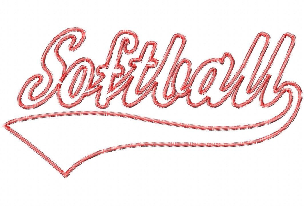 Softball Swoosh Zig Zag Outline Applique Machine
