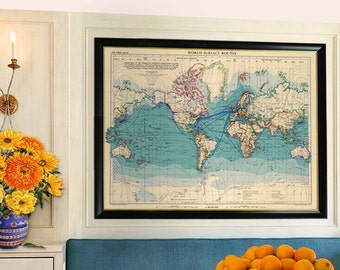 Old map of the world World map in two by AncientShades on Etsy