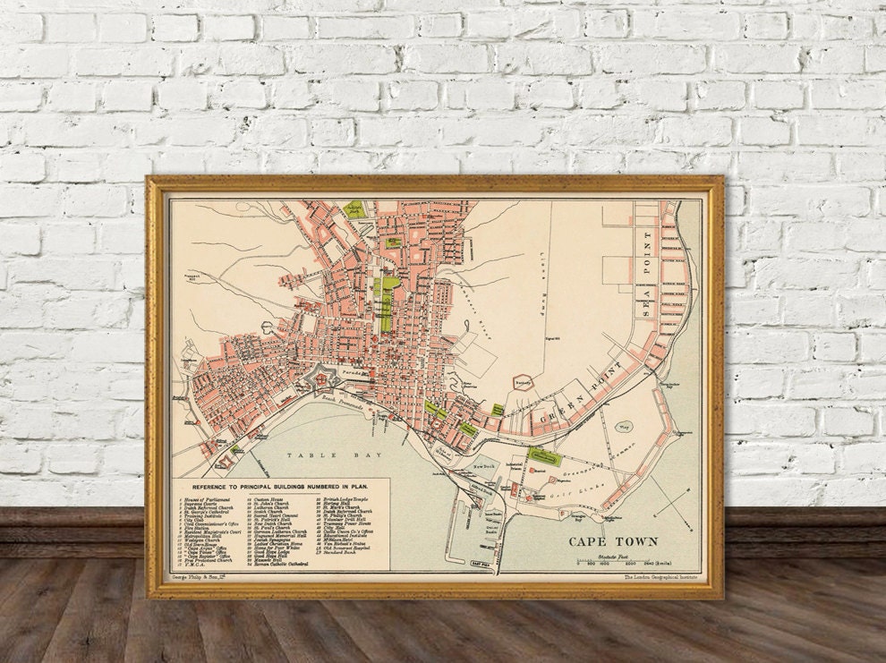 Cape Town map Old map of Cape Town print Fine reproduction