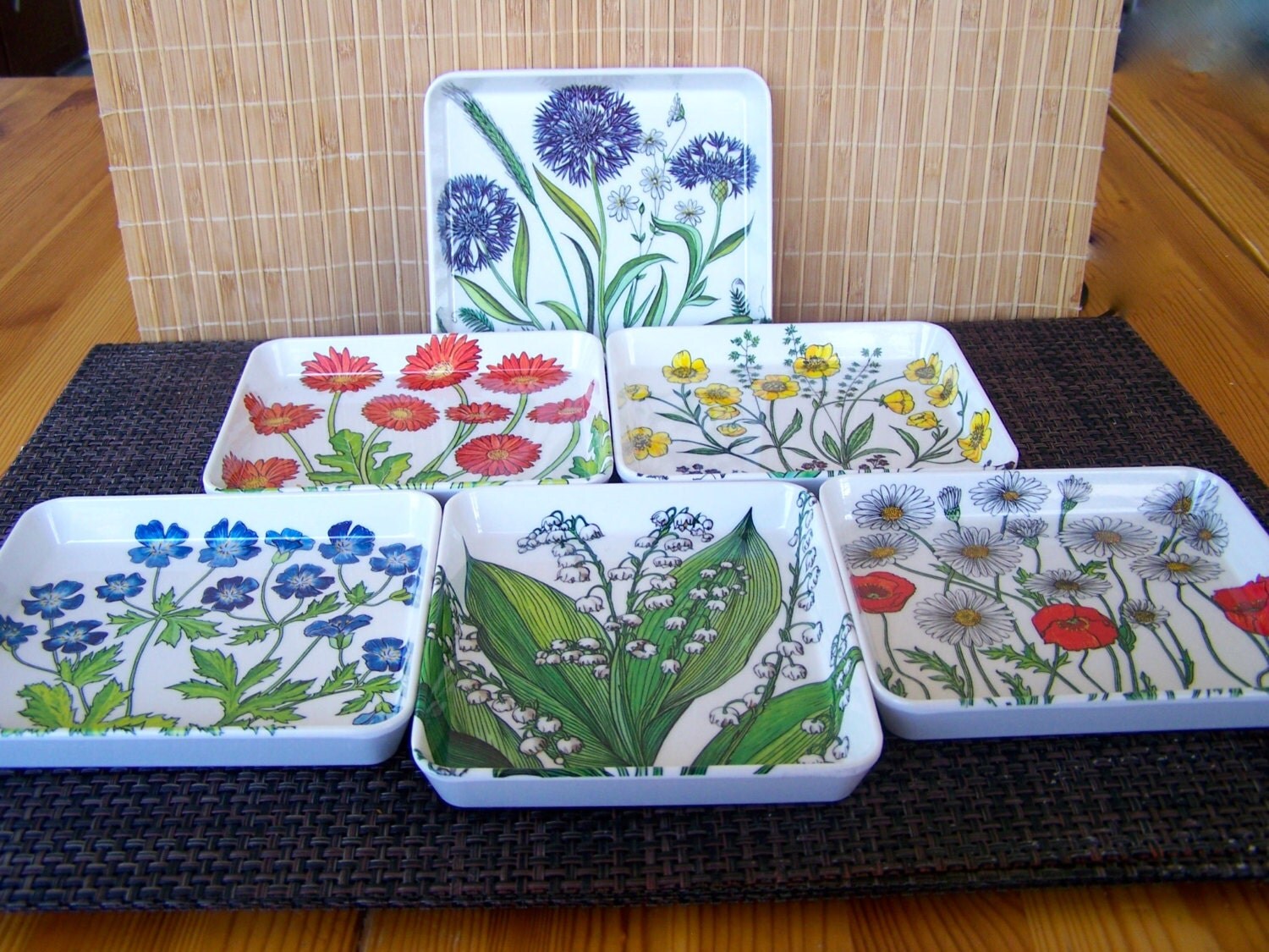 Vintage 80’s “ITALIAN SNACK TRAYS” Six Petite Garden Party Trays ...