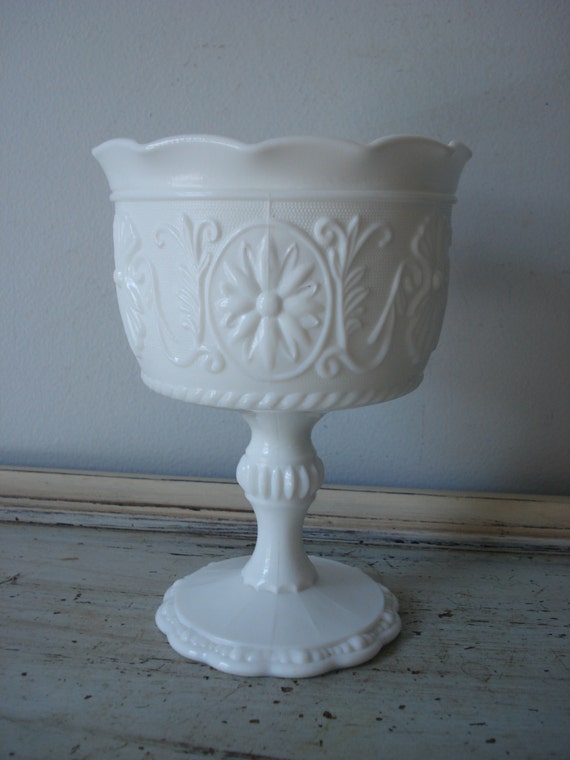 vintage milk-glass compote/white milk-glass