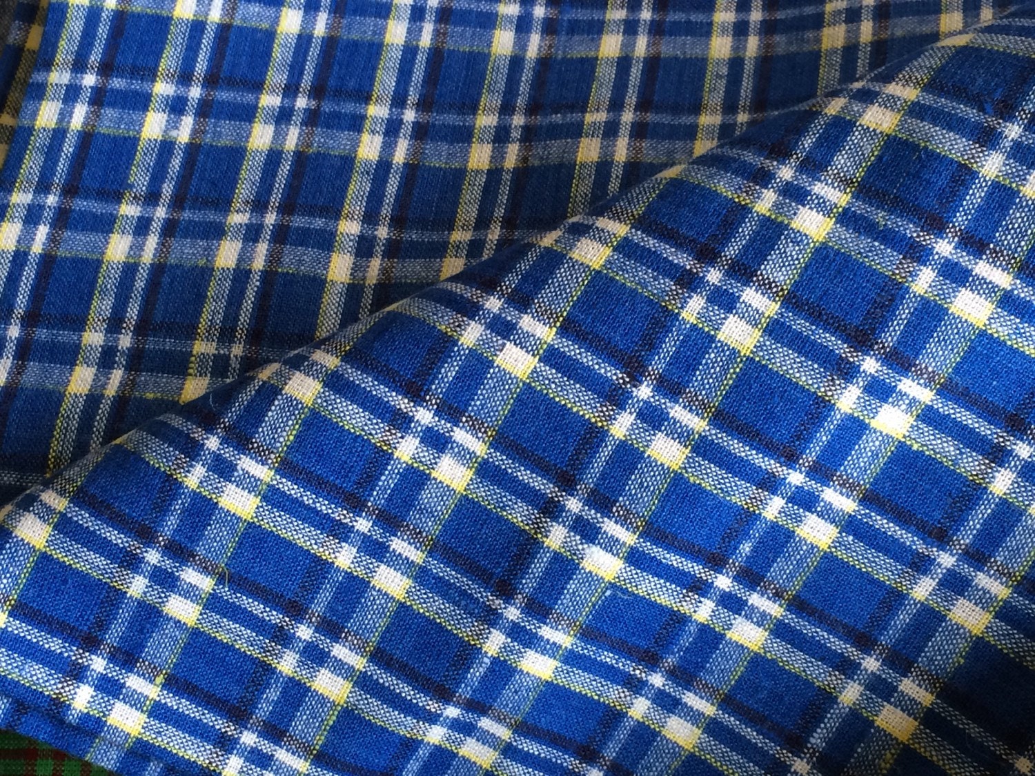 Blue Plaid Woven Cotton Fabric by GoldenDaffodils on Etsy