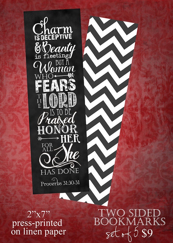 Set of 5 Proverbs 31:30-31 bookmarks