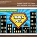 Superhero Thank You Card Flat Card EDITABLE ThankYou Note