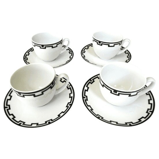 Greek Key Espresso Cups and Saucers Set/4 – Haute Juice