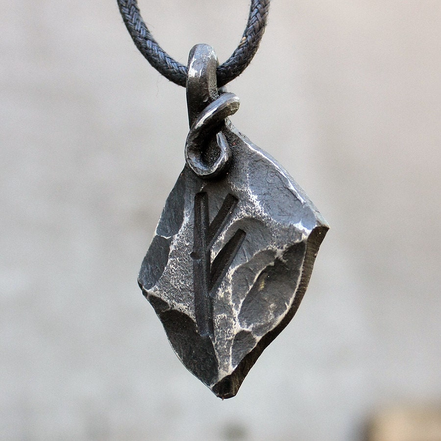 Forged Iron Fehu Feoh Fe Rune Viking Amulet Runic by MAGICrebEL