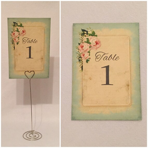 Wedding Table Number Card Name Card Centrepiece by RebeccasLeaves
