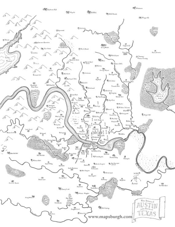 Fantasy map of Austin by Mapsburgh on Etsy