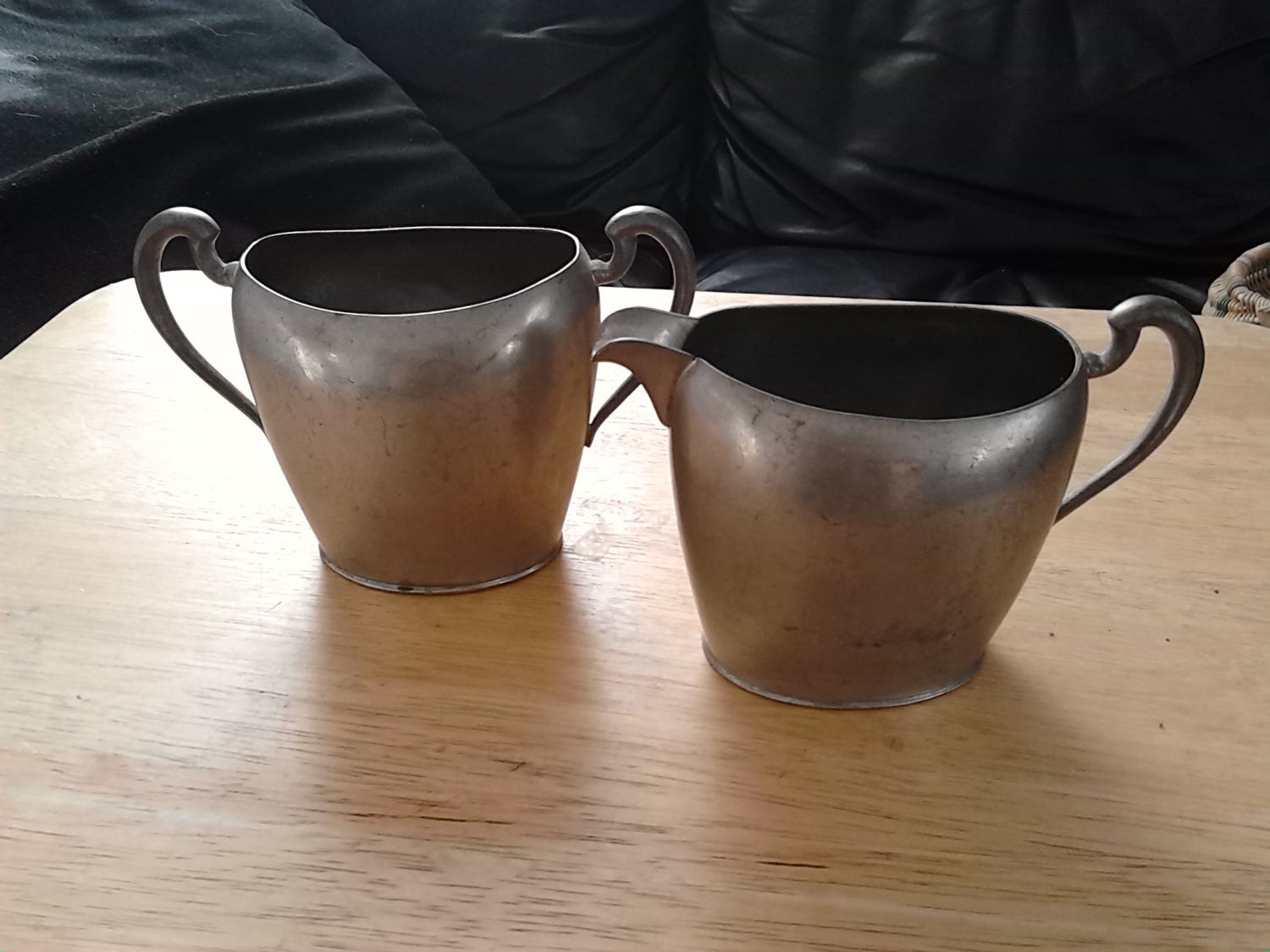 Vintage Art Nouveau Pilgrim Solid Pewter #2357 Sugar & Creamer,F in a ...