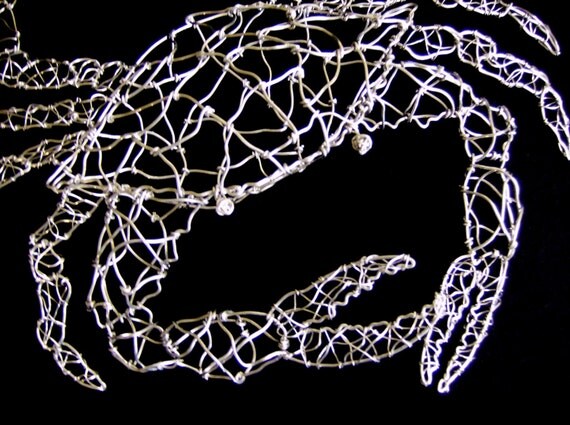 wire crab sculpture 14 in.x12in crabwire