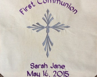Personalized First Communion Banner with Ornate Embroidered