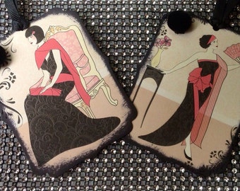 The Flappers,Roaring 20's, Great Gatsby, ACEO, Gift Tag Set