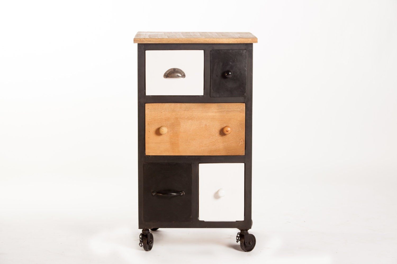 Design firm wood metal 5 drawers on casters – Haute Juice