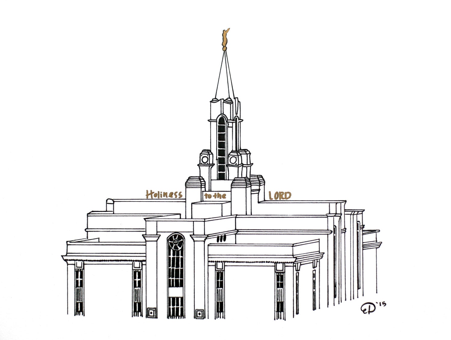 Bountiful Temple Drawing by TheUpsideDownW on Etsy
