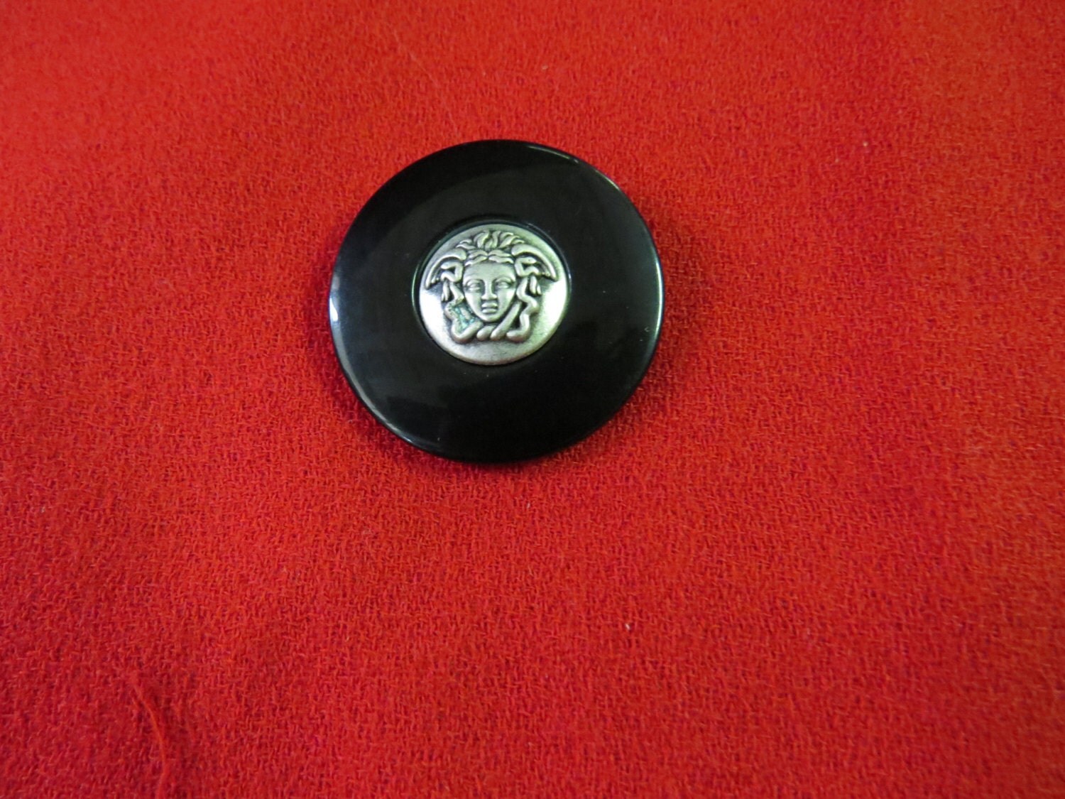 1 Dozen Versace Medusa Head, Ant Silver/Black Rim Vintage Shank Buttons ...