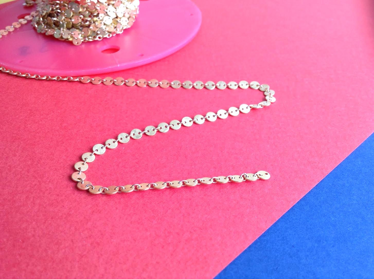 1 Foot Gold Plated Round Button Chain Supplies fine chains
