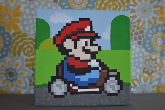 16-bit Mario from Mario Kart Painting