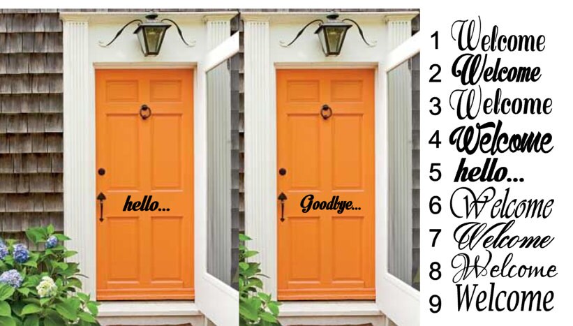 Welcome hello Goodbye Decal Back Door Front Door Welcome