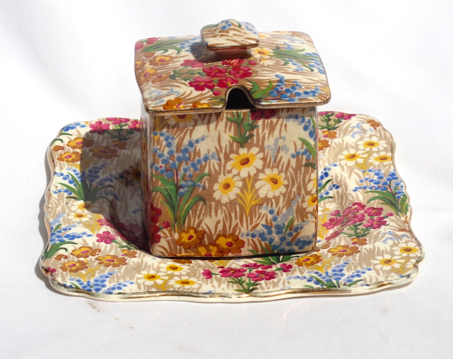 Royal Winton Grimwades Chintz Marguerite Gold Trim Pattern 9432 Jam Pot ...