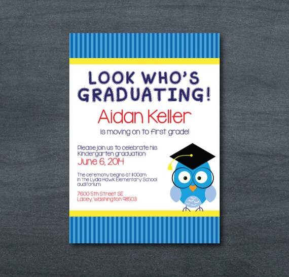 Owl Kindergarten Graduation Invitation