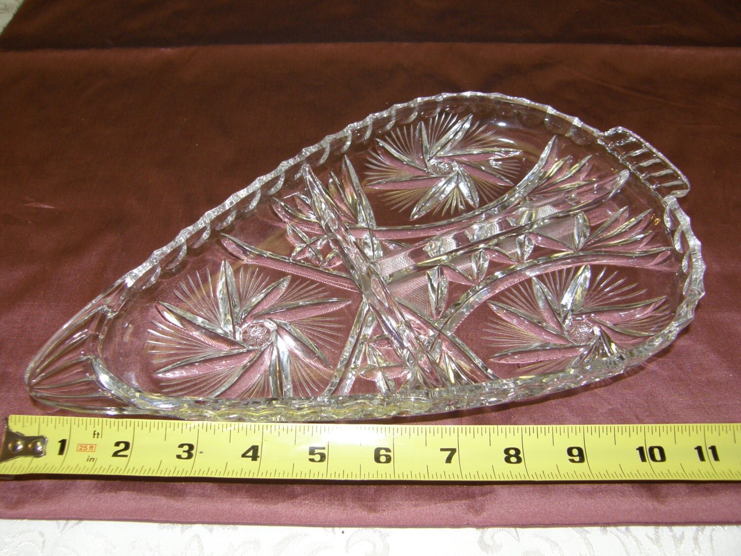 Gorgeous Unique Shaped Crystal PINWHEEL Design SCALLOPED Edges Divided ...