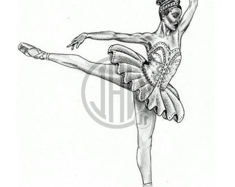 Ballerina drawing | Etsy