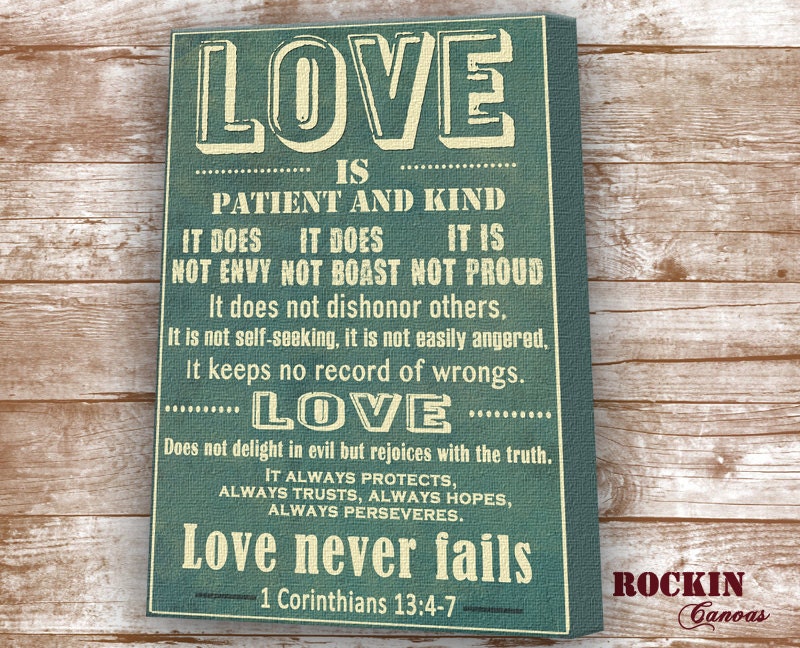 Love Is Patient Bible Verse On Canvas 1 Corinthians 13 4 8