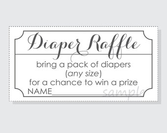 Diaper Raffle Ticket Printable Insert for a Baby Shower Boy