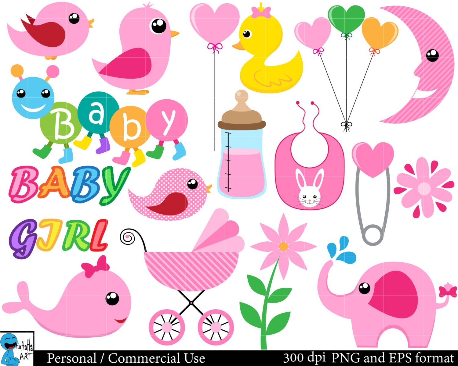 Baby girl Set Clipart Digital Clip Art Graphics Personal