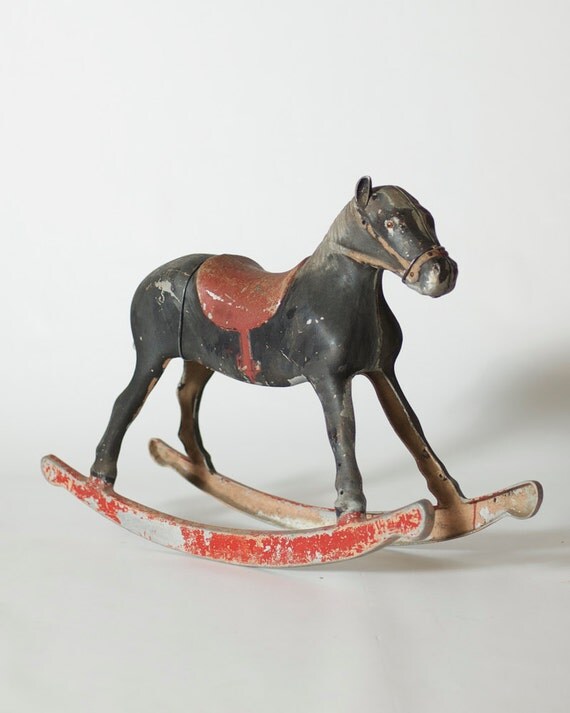 Old Vintage Cast Metal Rocking Horse