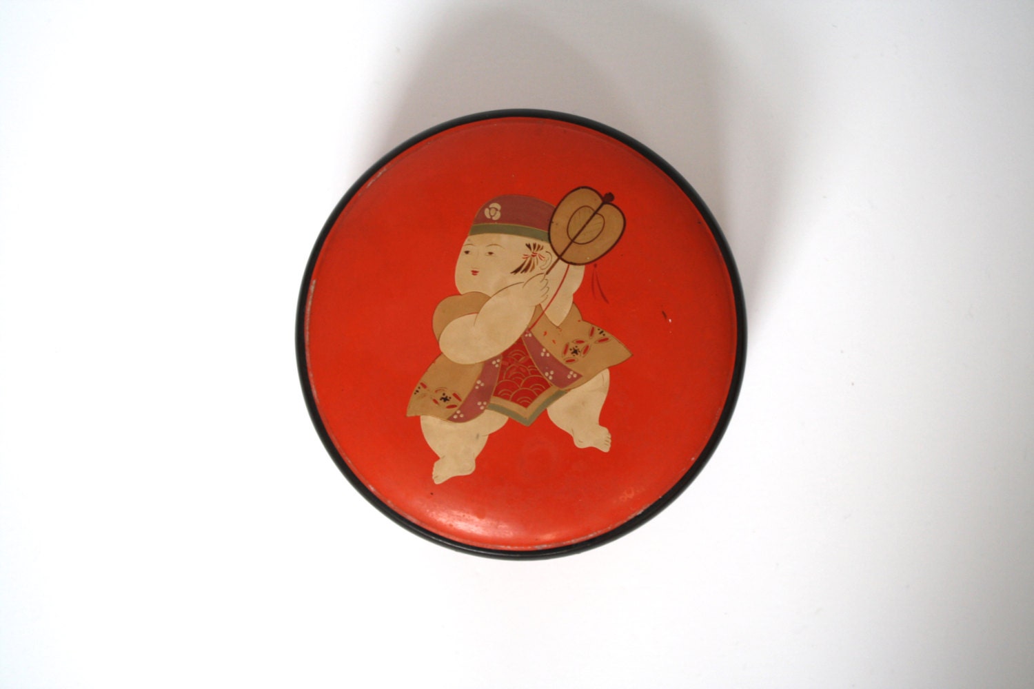 SALE 50% OFF * * * Vintage Orange Asian Round Box – Decorative Circular ...