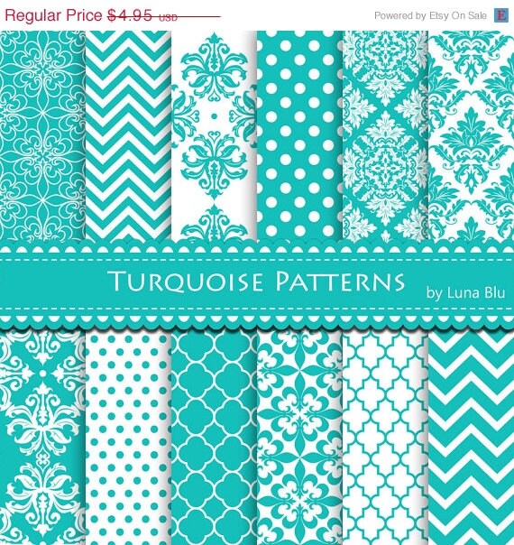 New Item added to my shop:Turquoise Digital Paper: “Turquoise Patterns ...
