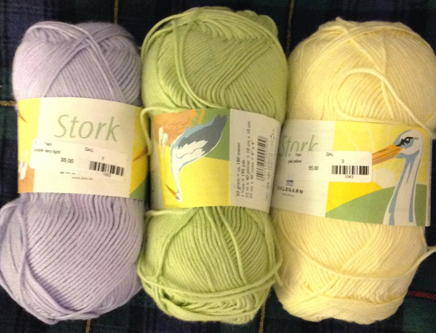 3 Balls of Dalegarn Stork Yarn Cotton Fingering Weight