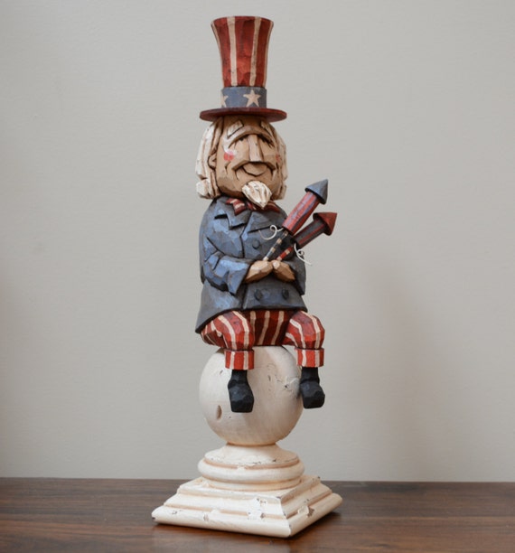 Uncle Sam Primitive Folk Art Woodcarving