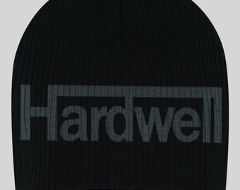 hardwell - beanie/hat - black - 100% cotton - 2x2 rib - digital printing