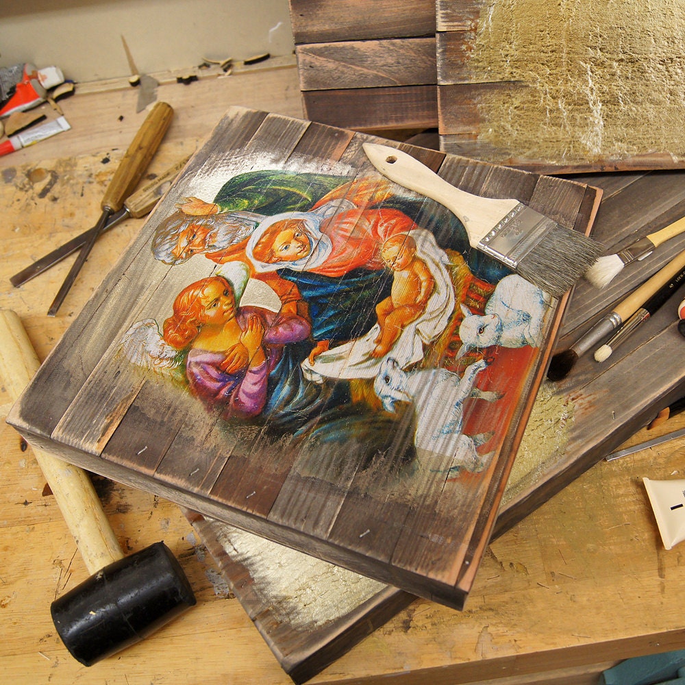 Virgin Mary Icon Reclaimed Wood Icon Art Holy by Iconartbyhand