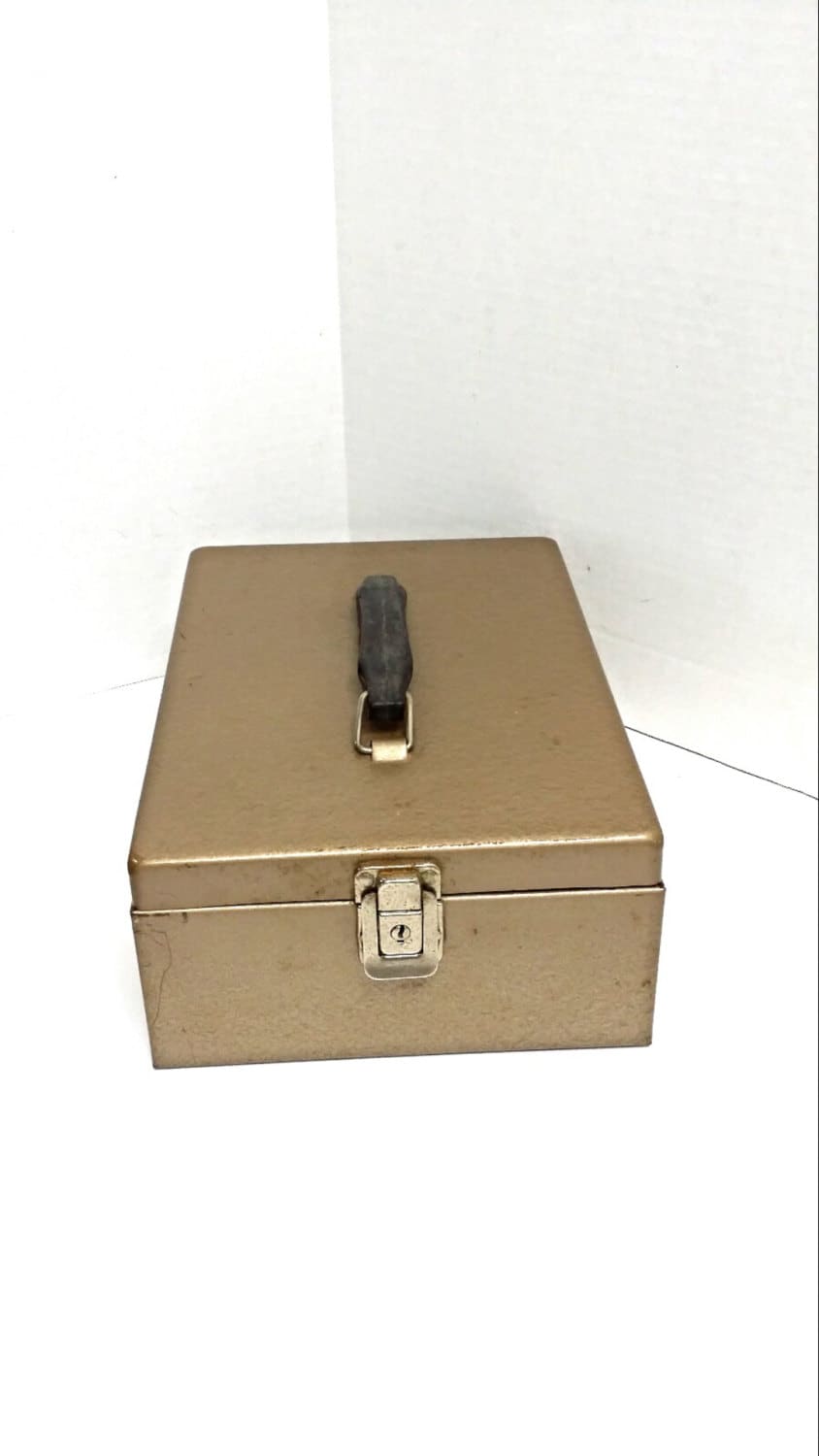 Vintage metal box, cash box, file storage, lock box, industrial home ...
