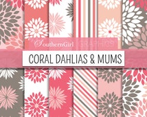 Popular items for coral digital paper on Etsy
