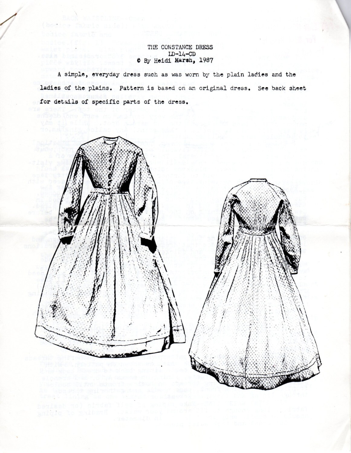 Pioneer Western Prairie Dress Pattern Patterns of the Era of