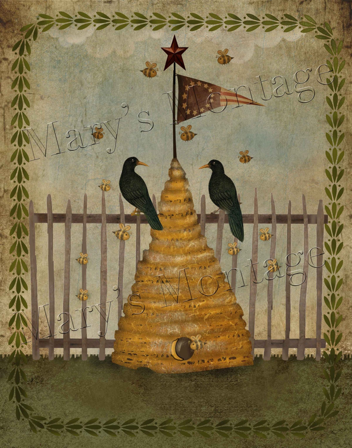 Bee Skep Digital art Printable download