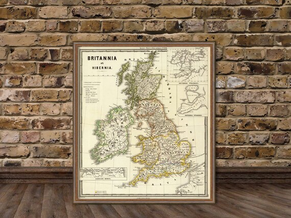 British Isles map Old map of Britannia fine
