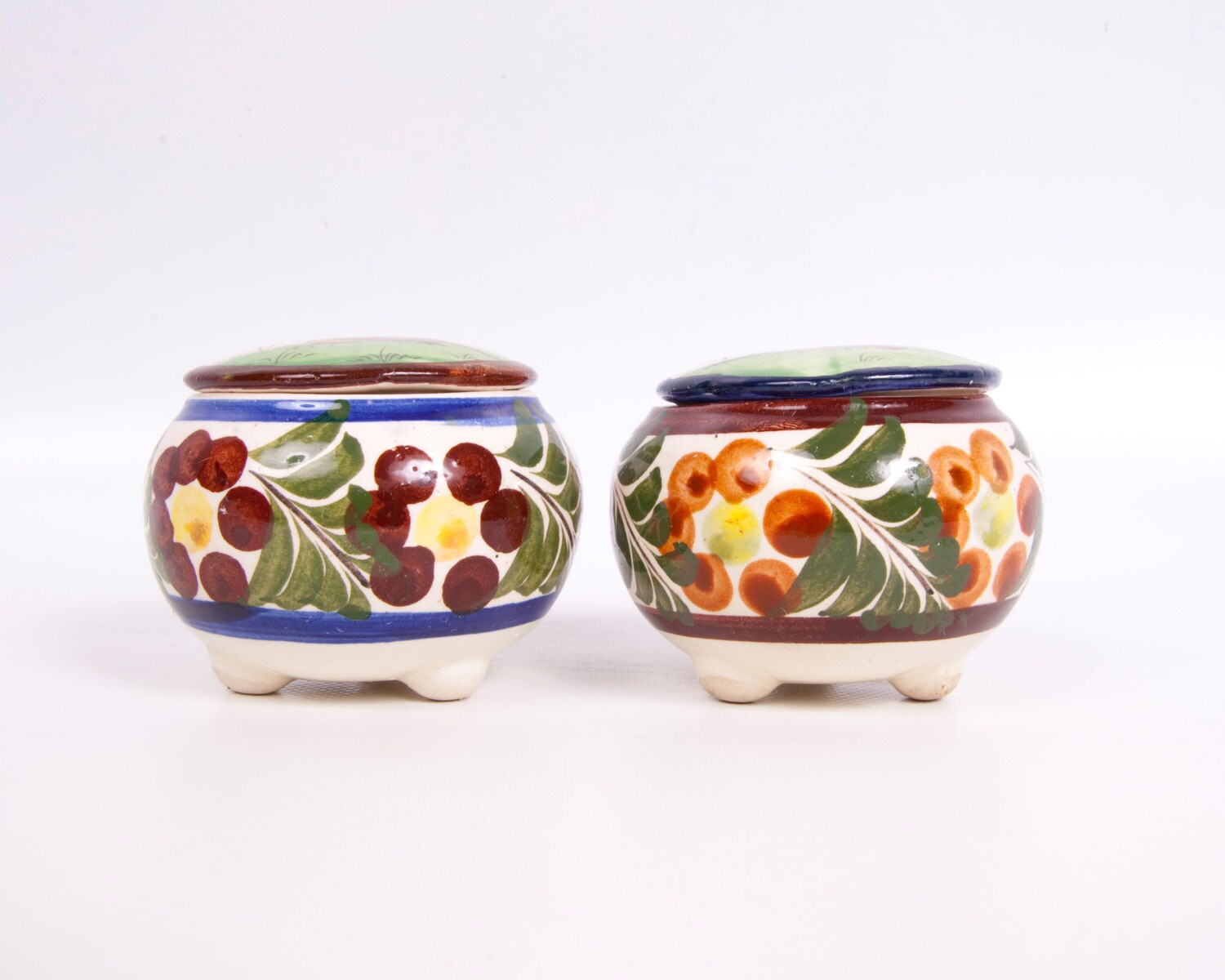 Vintage Mexican Trinket Box Hand Painted Set of 2 Mexico Folk Art ...