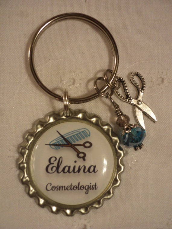 Personalized Cosmetologist/Hair Stylist key chain by chaleybrooke