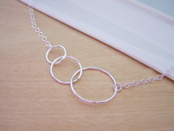Dainty Triple Infinity Circle Link Sterling Silver Necklace
