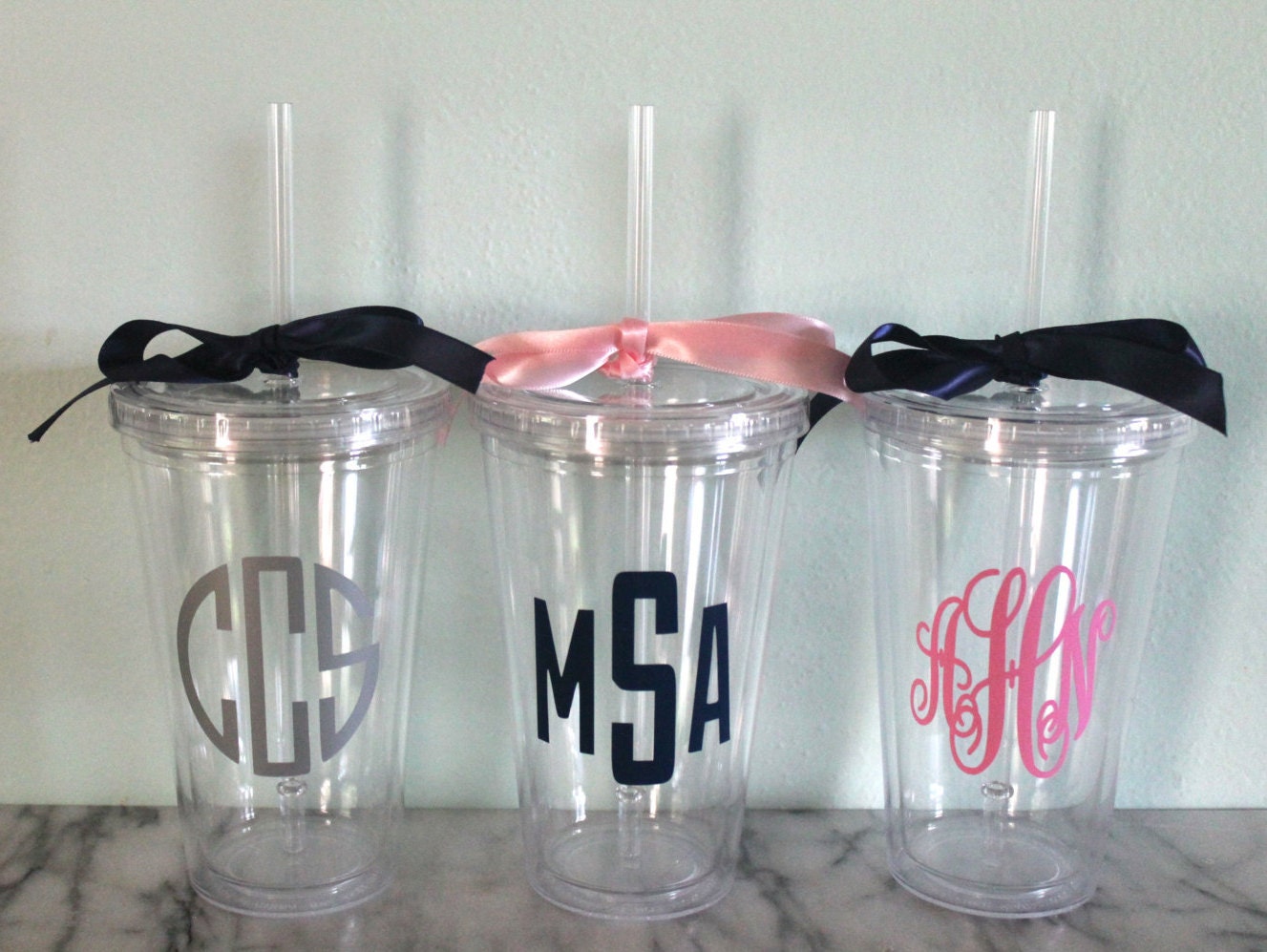 Monogram 16 Oz Acrylic Tumbler With Straw Perfect For