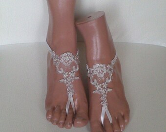 Free ship ivory wedding barefoot sandals wedding by GlovesByJana
