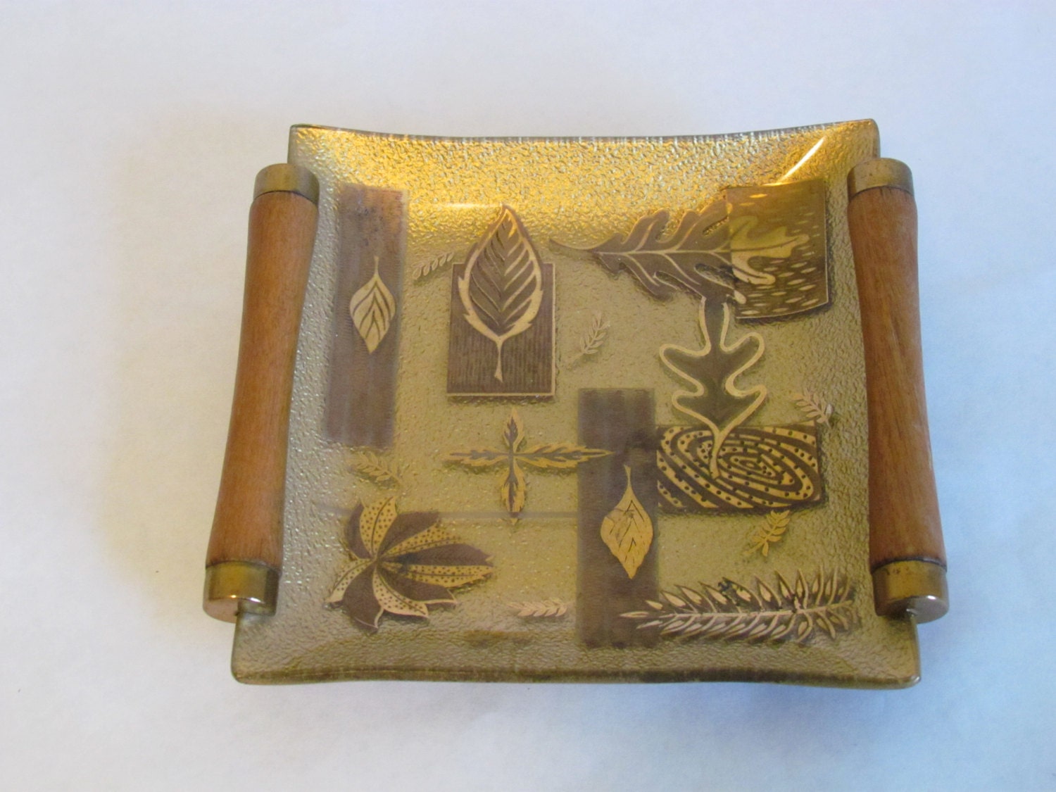 Vintage Colony Glass Tray Small Square Leaf Design Mid Century Modern ...